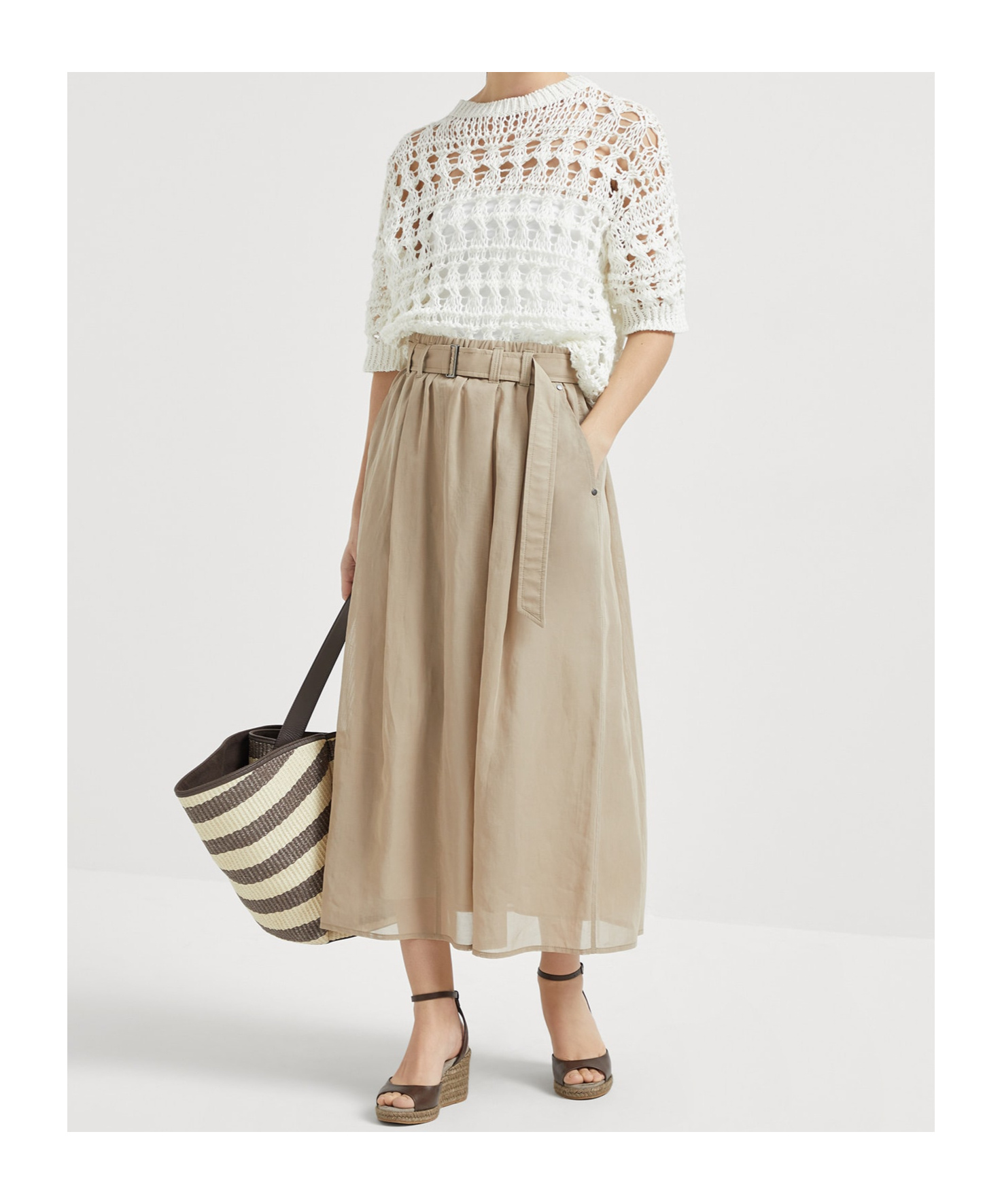 BRUNELLO CUCINELLI Brunello Cucinelli Midi Skirt with Belted Waist